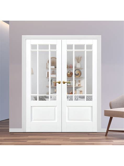 Downham White Primed Clear Glass Bevelled Internal French Door Artofit