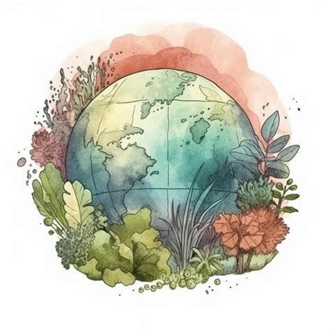 Pintura de acuarela sobre el día de la tierra Foto Premium