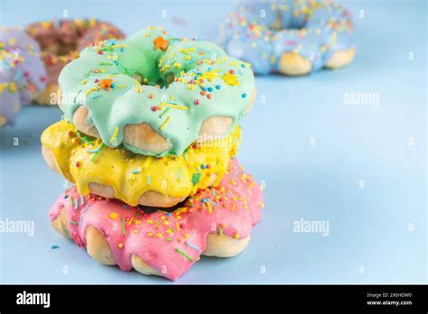 Asian Trendy Mochi Donuts Dessert Sweet Colorful Mochi Donuts Baked