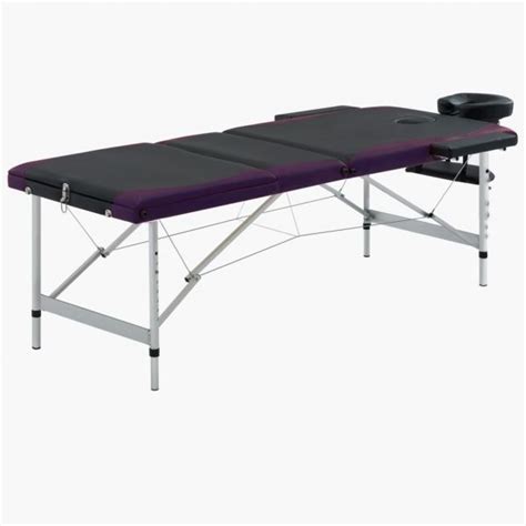 Mesa de Massagem Dobrável Zonas Alumínio Preto e Roxo Kuantokusta