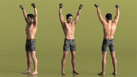Ufc Mma Fighter In Victory Pose Sweaty Fur D Turbosquid