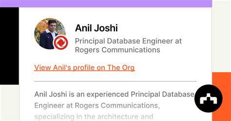 Anil Joshi Principal Database Engineer At Rogers Communications The Org