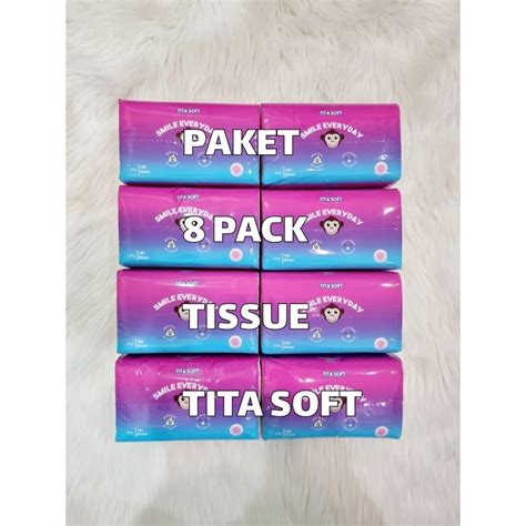 Jual Paket Tissue 8 Pack Tisu Murah Tita Soft Facial Tissu 180 Sheets