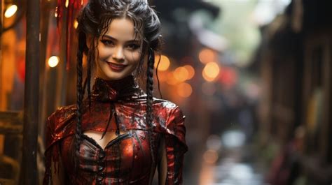 Premium Ai Image The Smiling Vampire Halloween Beauty In The Guise Of The Night