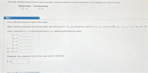 Solved The Initial And Terminal Points Of A Vector Are