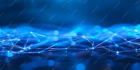 Digital Network Visualization Blue Abstract Nodes And Lines Representing Data Communication