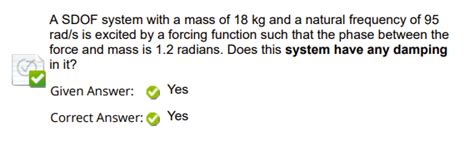 Solved A Sdof System With A Mass Of 18kg ﻿and A Natural