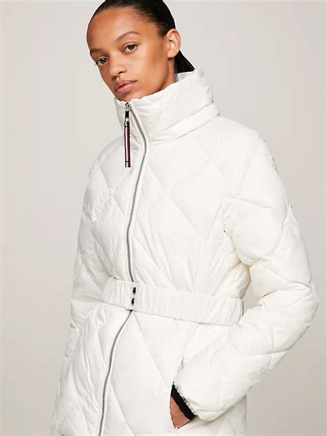 Elevated Belted Quilted Jacket White Tommy Hilfiger