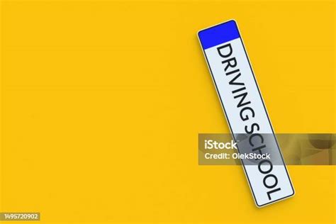 자동차 번호판에 운전 학교 비문 교통 법규 드라이빙 코스 평면도 복사 공간 3d 렌더링 3차원 형태에 대한 스톡 사진 및 기타