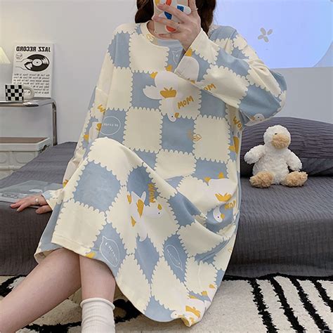 긴팔 귀염뽀짝 퍼즐덕 원피스 파자마 홈웨어 잠옷