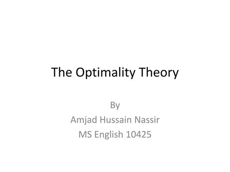 Optimality Theorypptx Religion And Spirituality