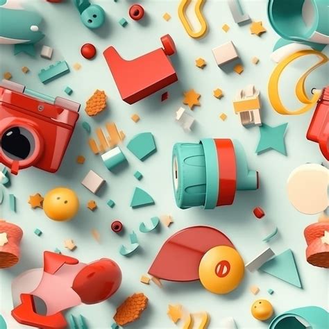 Premium Ai Image Seamless Tileable Patterns Of 3d Cartoon Elements That Are Continuous And