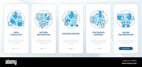 walkthrough cognitive computing work with blue icons stock vector image