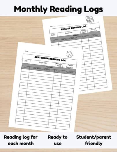 Monthly Reading Log With Parent Signature By Simply Ash Designs TPT