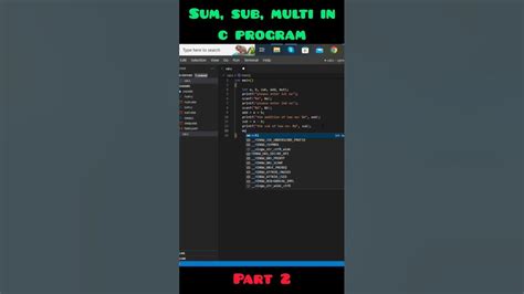 Sum Sub Multi C Part 2 Development Trendingshorts Coding Code