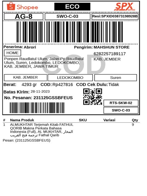 Contoh Label Shopee Pdf
