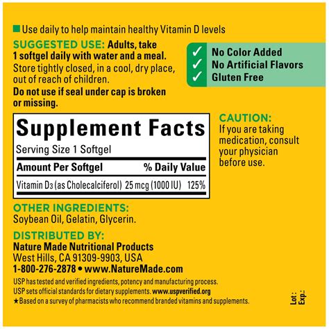 Nature Made Vitamin D3 1000 Iu