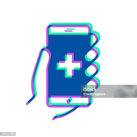 Appel Durgence Icône Avec Superposition De Deux Couleurs Sur Fond Blanc