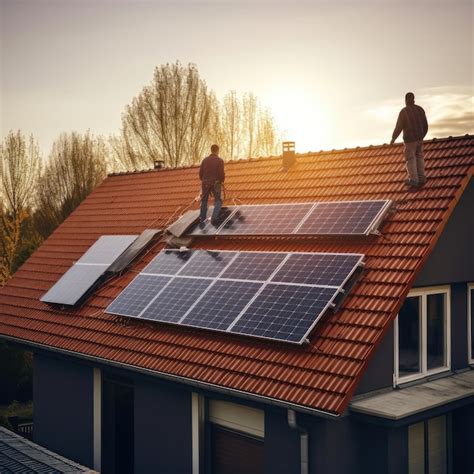 Instalación De Paneles Solares En El Tejado De La Casa Por