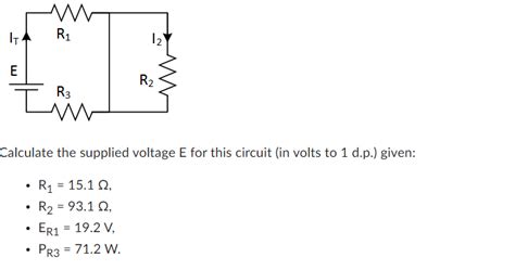Solved Calculate The Supplied Voltage E For This Circuit In Chegg Com