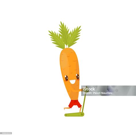 재미 있은 당근 흰색 배경에 피트 니스 운동 벡터 일러스트 레이 션을 하 고 좋아하는 야채 만화 캐릭터 디딜 방 아에서 실행 개념에 대한 스톡 벡터 아트 및 기타 이미지