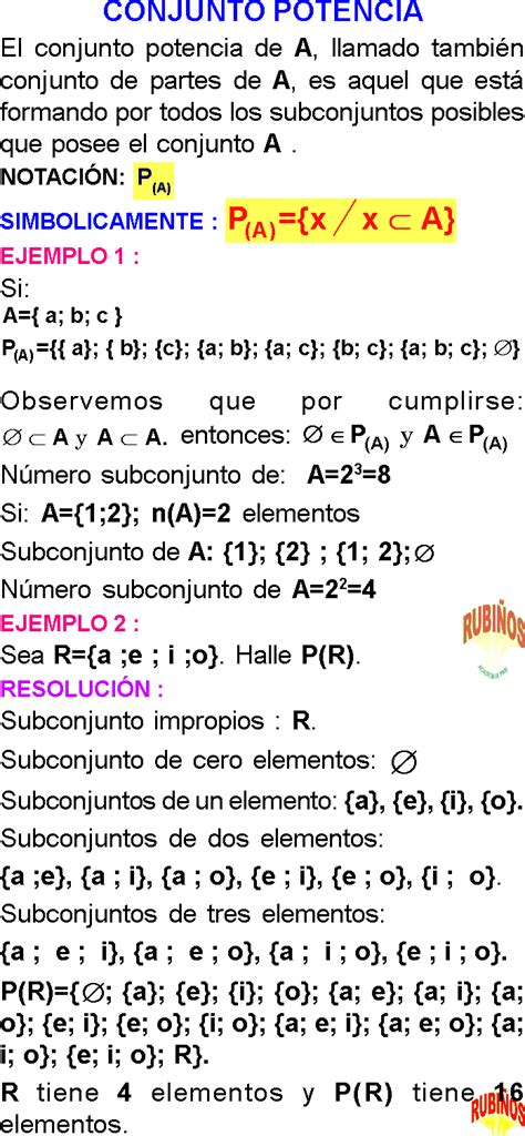 Conjunto Potencia Ejemplos Y Ejercicios Resueltos Pdf