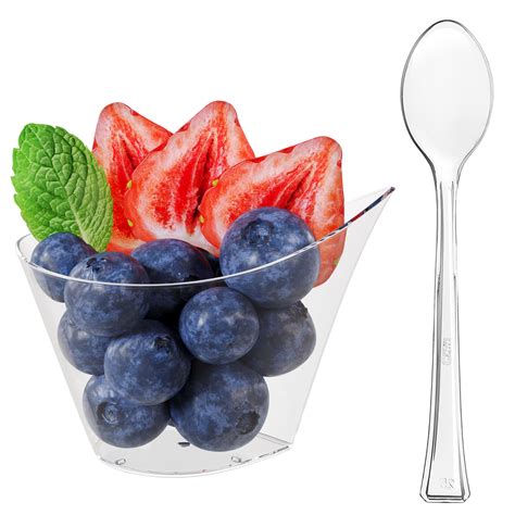 Exquisite Mini Dessert Cups With Spoons 196 Pcs I Serves 96 I 4 35 Oz Disposable Mini Dessert