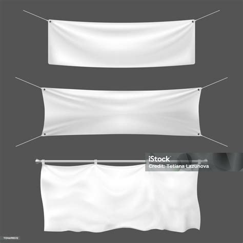 紡織橫幅模型空標誌橫幅 垂懸空白白色橫幅和公告帆布標誌3d 範本向量例證向量圖形及更多事件圖片 事件 剪裁圖 商標 Istock