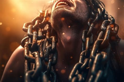 premium ai image person break from chains ai generated