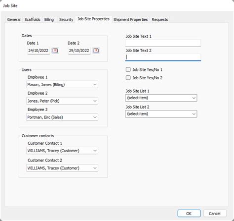 Configuring The Job Site Properties Tab
