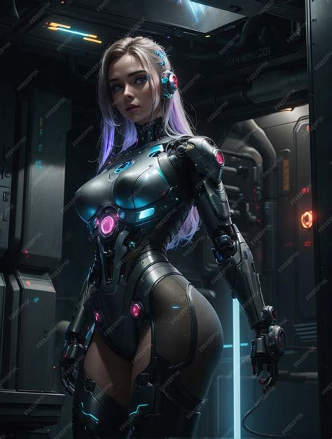 Premium Ai Image A Cyborg Girl In A Spaceship Futuristic