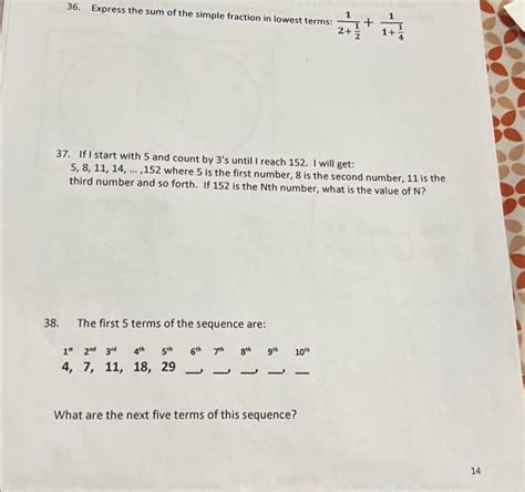 Solved Express The Sum Of The Simple Fraction In Lowest Chegg Com