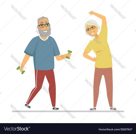 Senior People Exercising Flat Design Style Vector Image