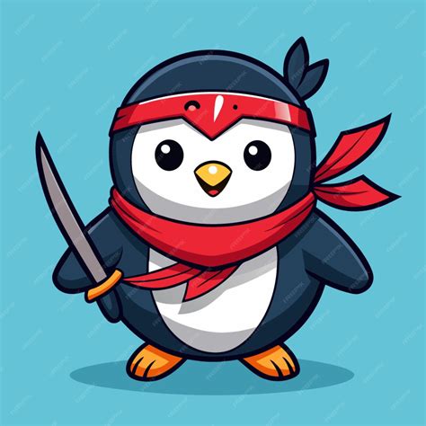 A Cartoon Image Of A Penguin With A Sword And A Sword Premium Ai