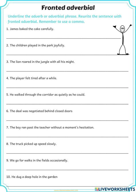 Fronted Adverbi… Free Interactive Worksheets 1758683