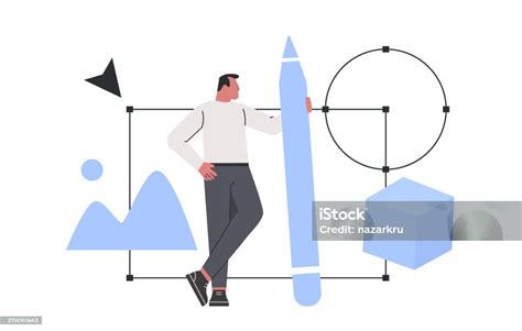 벡터 그래픽 편집기 또는 거대한 스타일러스 펜으로 디자인 프로그램에서 작업하는 디자이너 일러스트레이터 벡터 일러스트레이션을 만드는 창의적인 과정입니다 디자인 전문가에 대한