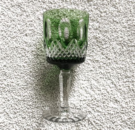Vintage Emerald Green Wine Glass Goblet Hock Cut To Clear 24 Etsy