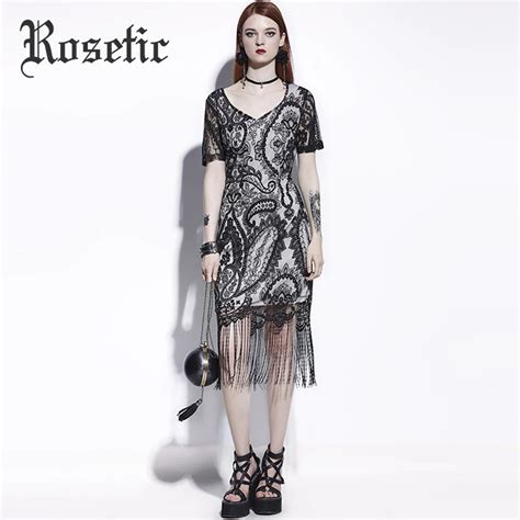 Buy Rosetic Gothic Dress Black Women Summer Print