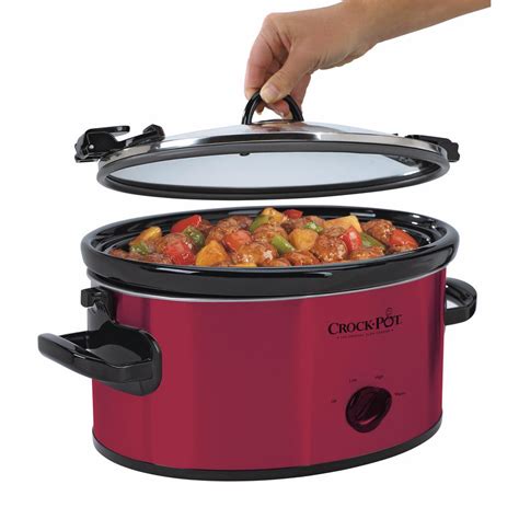 Crock Pot 6 Qt Red Stainless Steel Slow Cooker With Glass Lid And Keep Warm Setting Sccpvl600 R