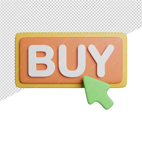 Premium Psd Buy Button Click Front View 3d Rendering Icon