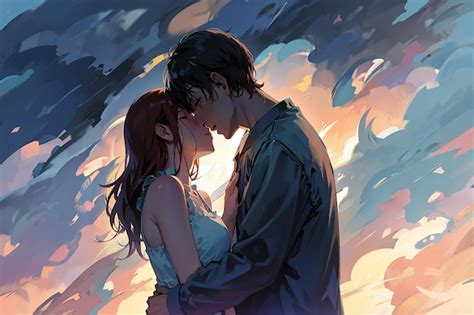 Anime Heartbreak Drama Mujer Llorosa Contra Una Figura Amantes Al Aire