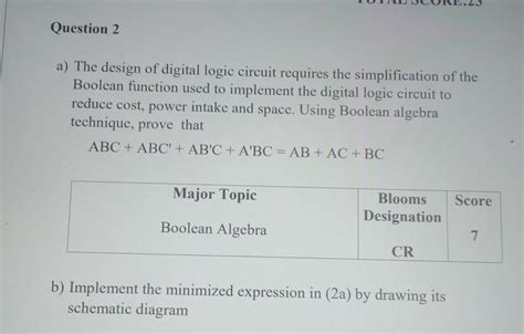 Solved A The Design Of Digital Logic Circuit Requires The Chegg