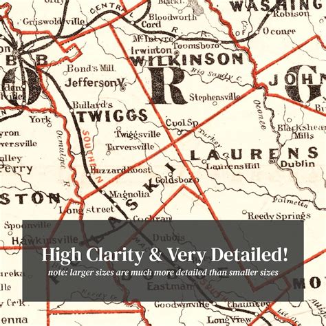 Georgia Railroad Map 1882 Old Railroad Map Of Georgia Art Etsy
