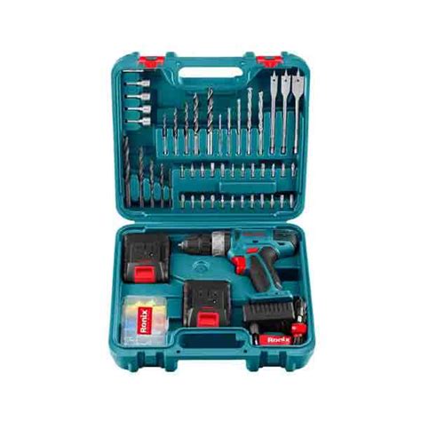 کیت دریل شارژی چکشی 18ولت دو باطری 53پارچه رونیکس مدل Rs 8019【ابزاربرند】