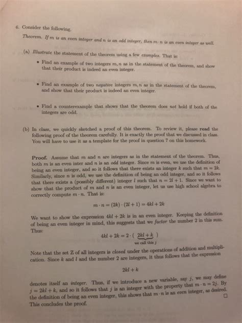 Solved 6 Consider The Following Theorem· If M Is An Even
