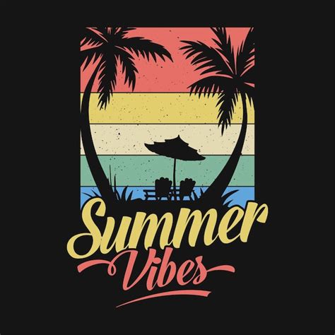 Summer Vibes Gráfico De Vetor De Design De Camiseta De Praia De Verão