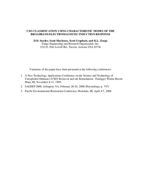 Pdf Uxo Classification Using Characteristic Modes Of The Broadband