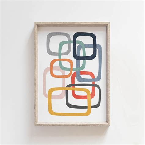 Colourful Mid Century Abstract Geometric Wall Art Modern Prints