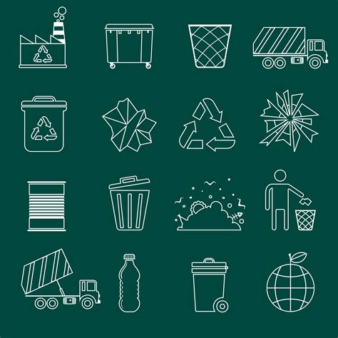 garbage icons outline 437961 vector art at vecteezy
