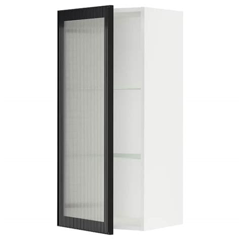 Sektion Wall Cabinet With Glass Door Whitehejsta Anthracite Reeded